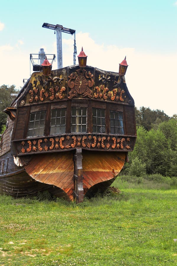 Old are Thrown the Wooden Piracy Ship in the Forest Stock Photo - Image ...