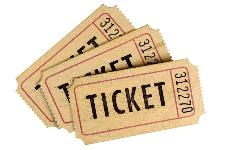 Old Vintage Retro Three Ticket Stack Isolated on White Stock Image ...