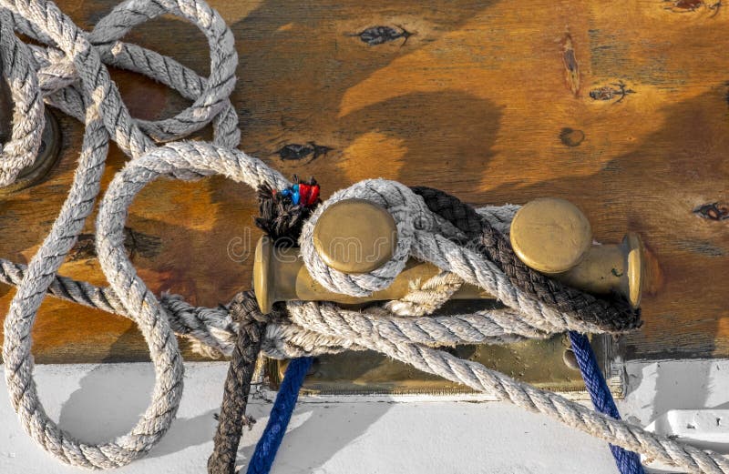 Old Tied Ship Ropes Closeup Stock Photo - Image of safety, shipping ...