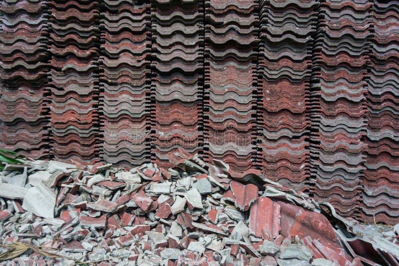 Old Tile Down from the Roof of Building To Be Changed Stock Image ...