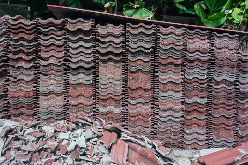 Old Tile Down from the Roof of Building To Be Changed Stock Photo ...