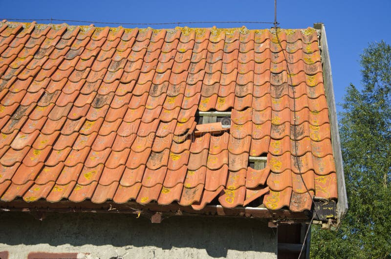 Old Tile Roof House Fragment Stock Image - Image of aged, wall: 47265913