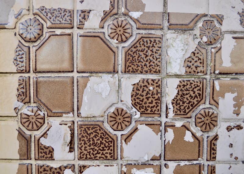 Old Tiles on the Wall of a Neglected Building Stock Image - Image of ...
