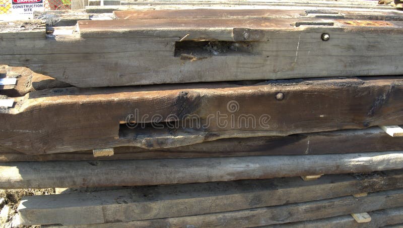 Old Timber Frame Lumber Being Carefully Laid and Stored for Restoration ...