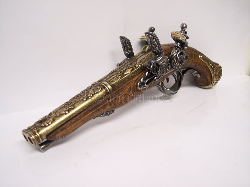 Old time gun stock image. Image of pistol, wooden, time - 23085