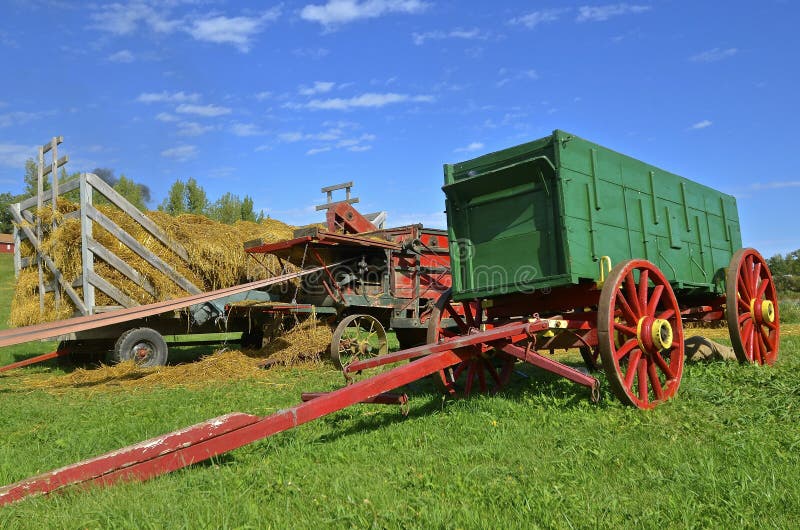 Old time threshing scene stock photo. Image of wagon - 59889288