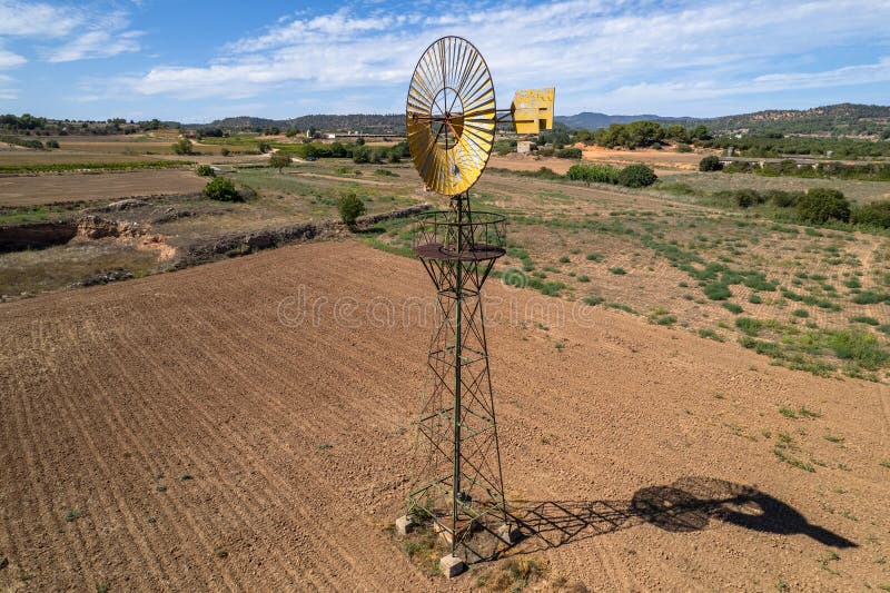 Old Time Windmill in Field with Shadow . Stock Image - Image of power ...