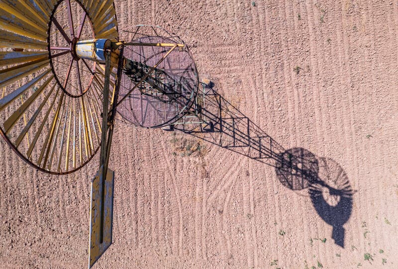 Old Time Windmill in Field with Shadow . Stock Image - Image of ...