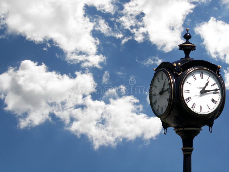 Old-fashioned Black City Clock Against Summer Sky Stock Photo - Image ...