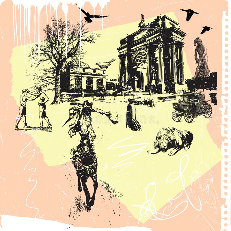 Old times stock vector. Illustration of rider, town, idea - 13646171