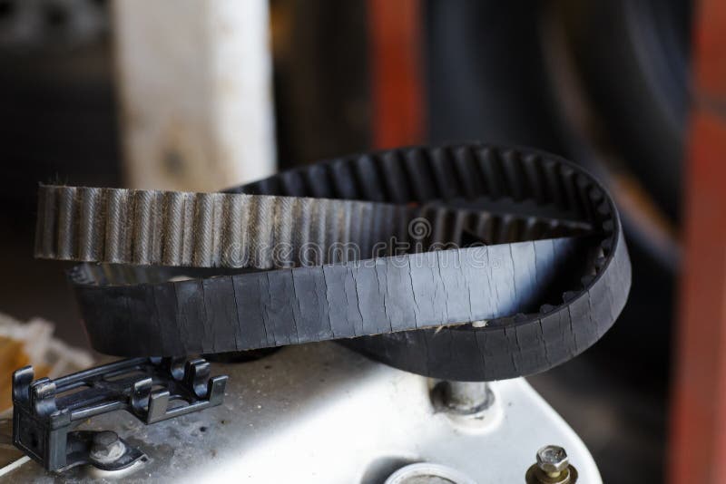 Old Timing Belt Expire.Engine Autopart Stock Photo - Image of ...