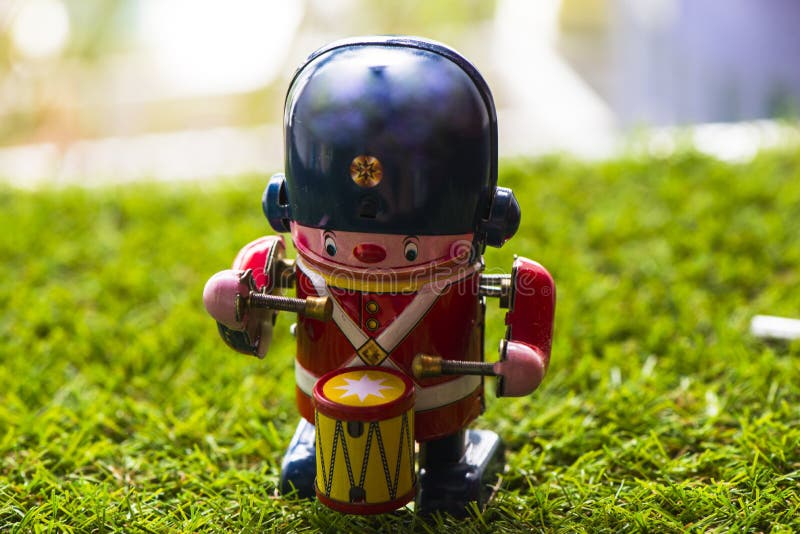 Old Tin Classic Toy Drummer Stock Image - Image of drummer, little ...