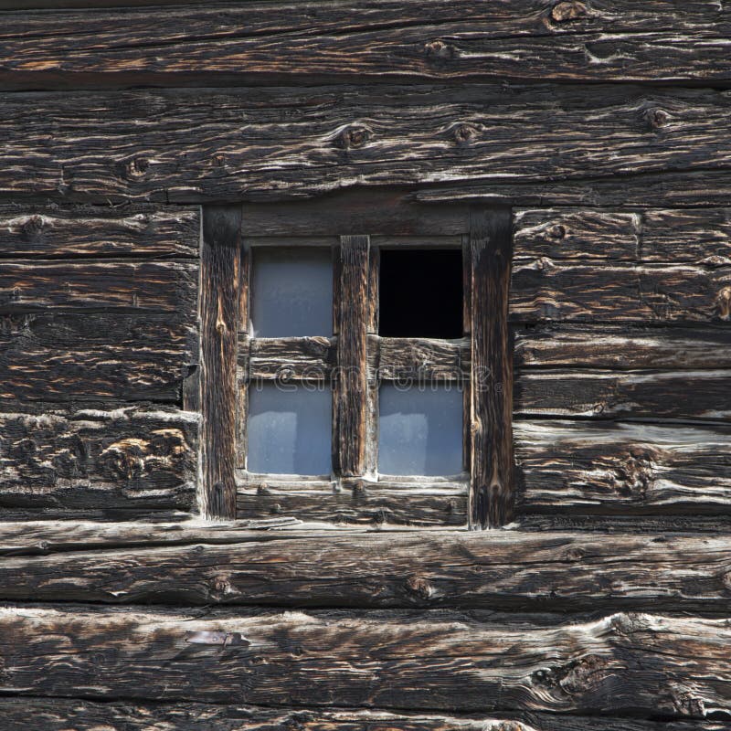 Old Tiny Window with Wooden Frame Stock Photo - Image of livigno ...