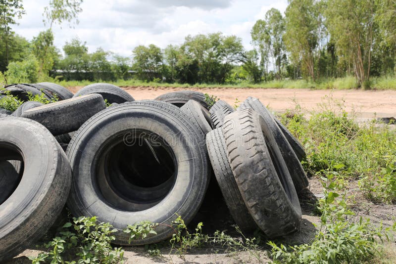 Old tire wheels. stock image. Image of trash, tyre, used - 96458709