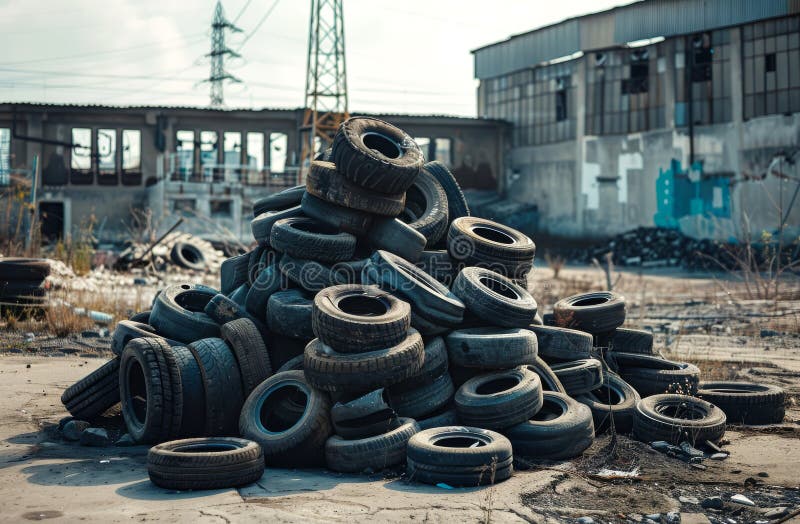 Old Tires are Dumped in the Middle of the Garbage Dump. Stock Photo ...