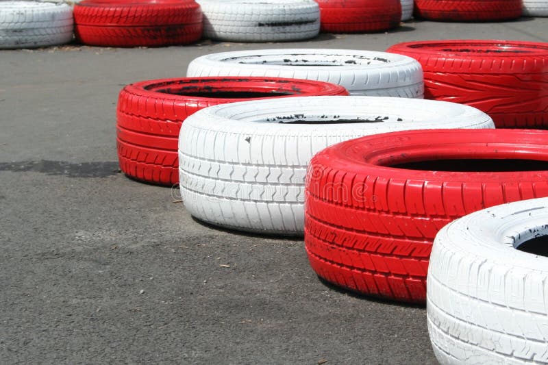 Old tires on race track stock photo. Image of race, white - 2520860