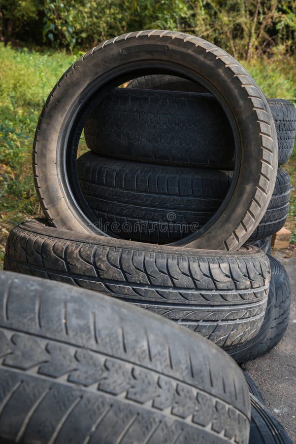 Old tires view stock photo. Image of material, environmental - 77661232