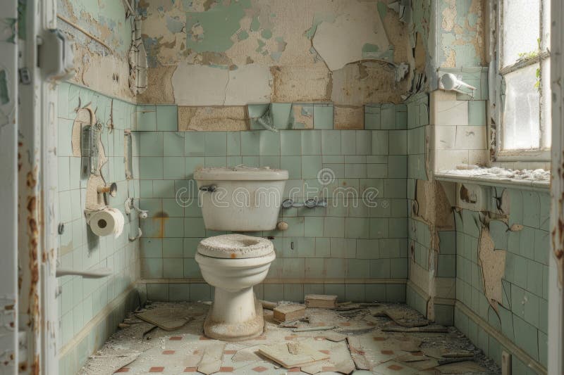 Old Toilet Sitting in Deserted Bathroom Stock Image - Image of urban ...