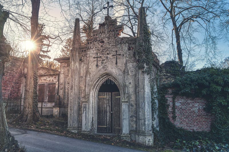 Tomb in Gothic Style with Evening Sun Stock Photo - Image of gothic ...