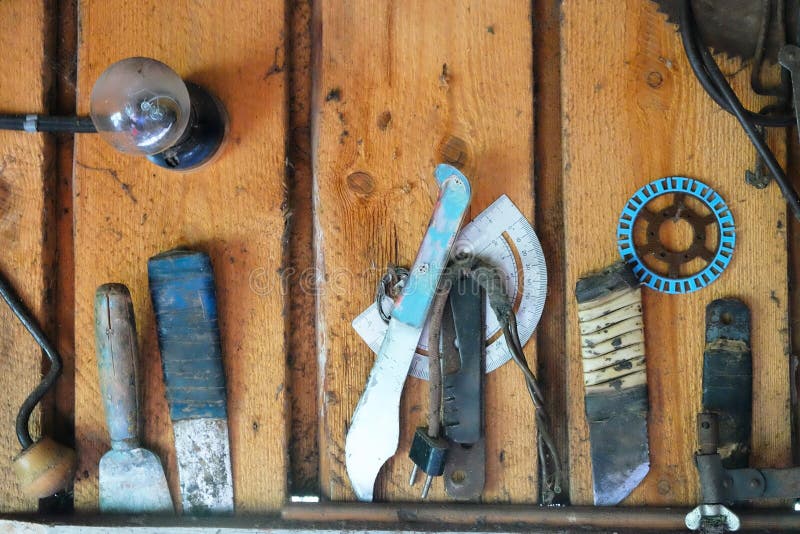 Old tool on the wall stock photo. Image of industry, hook - 77232536