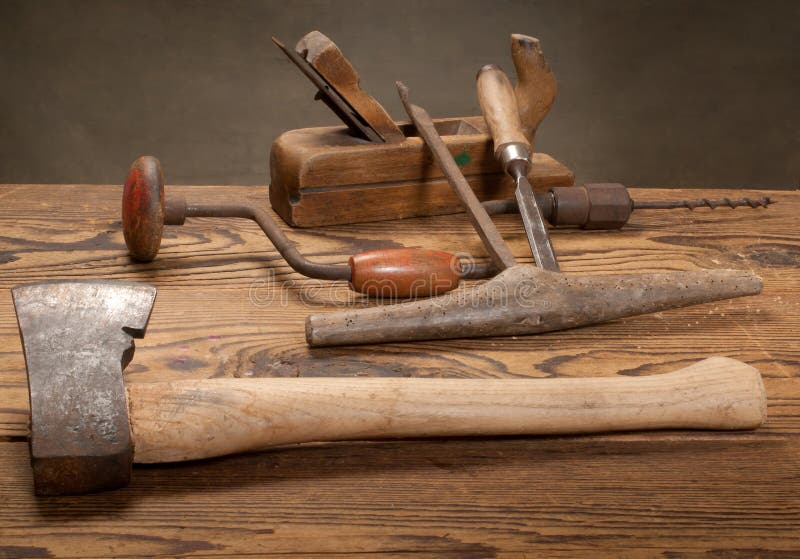 Old tools stock image. Image of wooden, drill, used, plank - 25080197