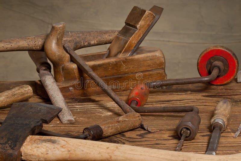 Old tools stock image. Image of wooden, drill, used, plank - 25080197