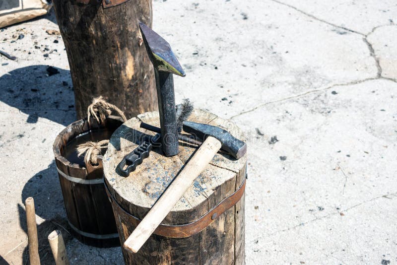 Old tools of a blacksmith stock image. Image of handicraft - 98388569