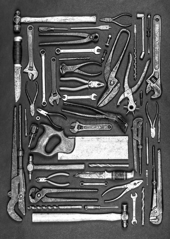 Old Tools. a Collection of Old Rusty Tools Stock Photo - Image of ...
