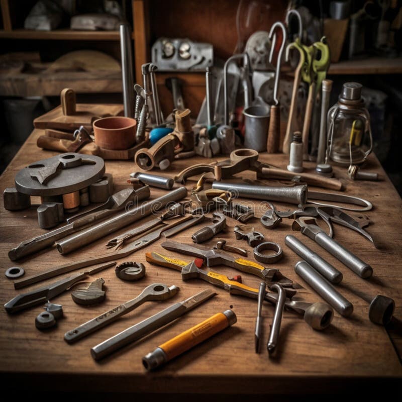 Old Tools. Many Tools of the Past Stock Illustration - Illustration of ...