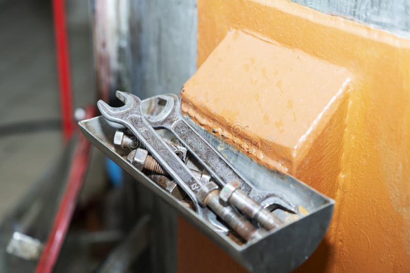 Old Tools for Men S Work. Hammer and Wrenches. Hang Neatly in the Box ...