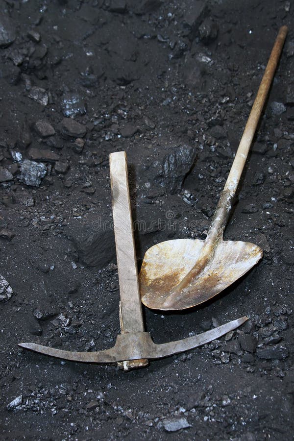 Miner tools and coal stock photo. Image of light, copper - 25545788