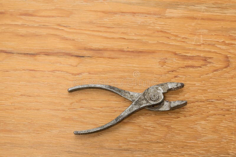 Old Tools. Pliers Wooden Background Stock Image - Image of closeup ...