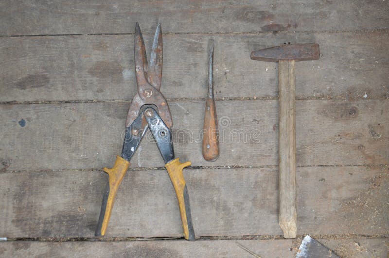 Old tools in the shed stock photo. Image of machine - 245664776