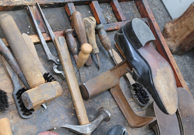 Old Tools To Repair Your Shoes in the Cordwainer Stock Photo - Image of ...