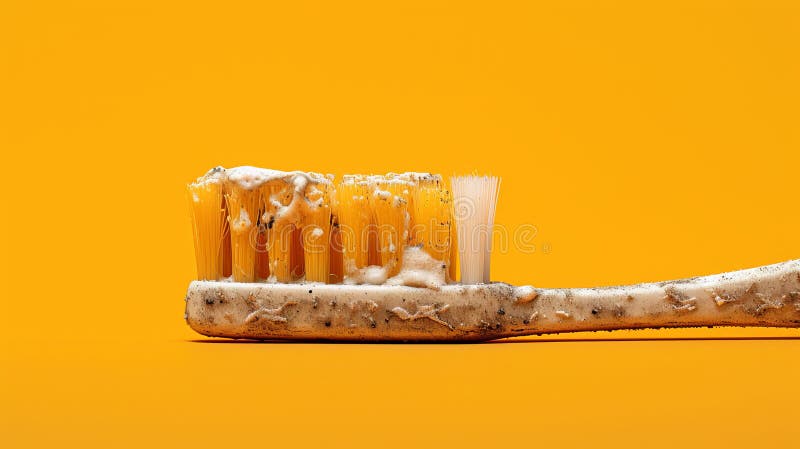Old Toothbrush and Toothpaste on a Yellow Background Stock Illustration ...