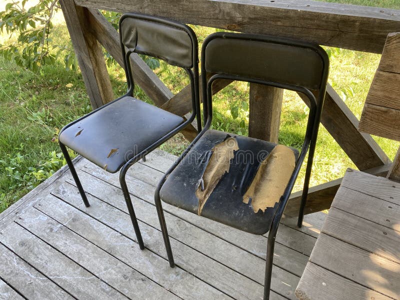 Old Torn Chairs on the Terrace Stock Image - Image of sitting ...