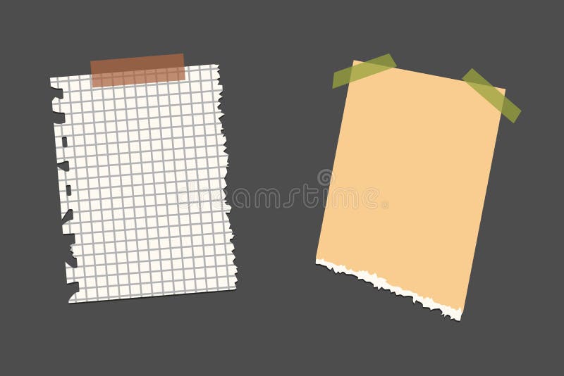 Old Torn Paper with Ragged Edge. Vintage Note Papers Collection. Vector ...
