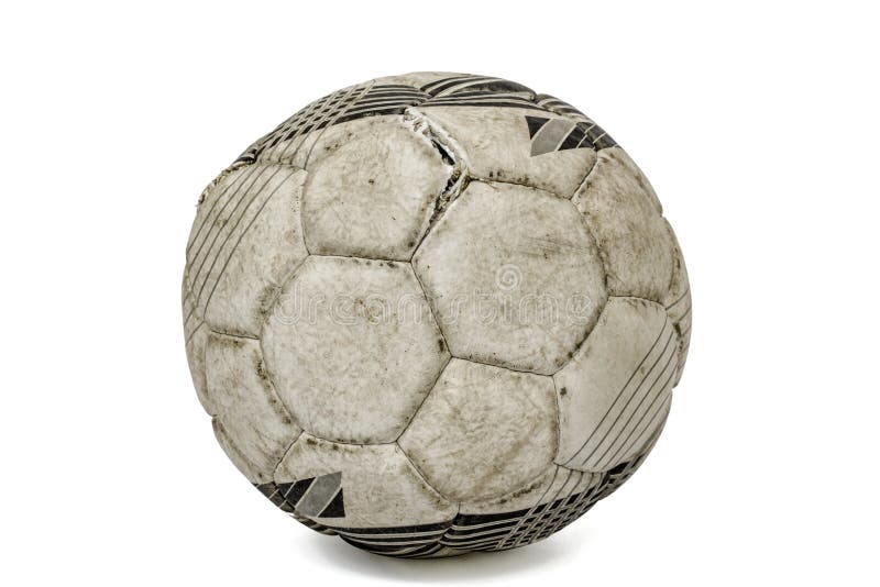 Old Torn Soccer Ball, Isolated on White Background Stock Photo - Image ...