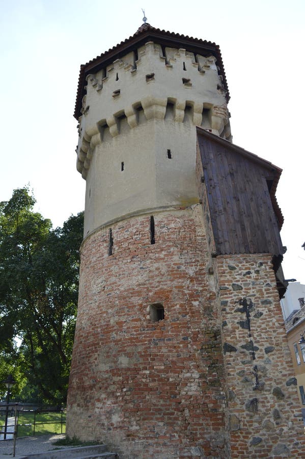 Old tower in city Sibiu stock image. Image of tower, located - 59531005