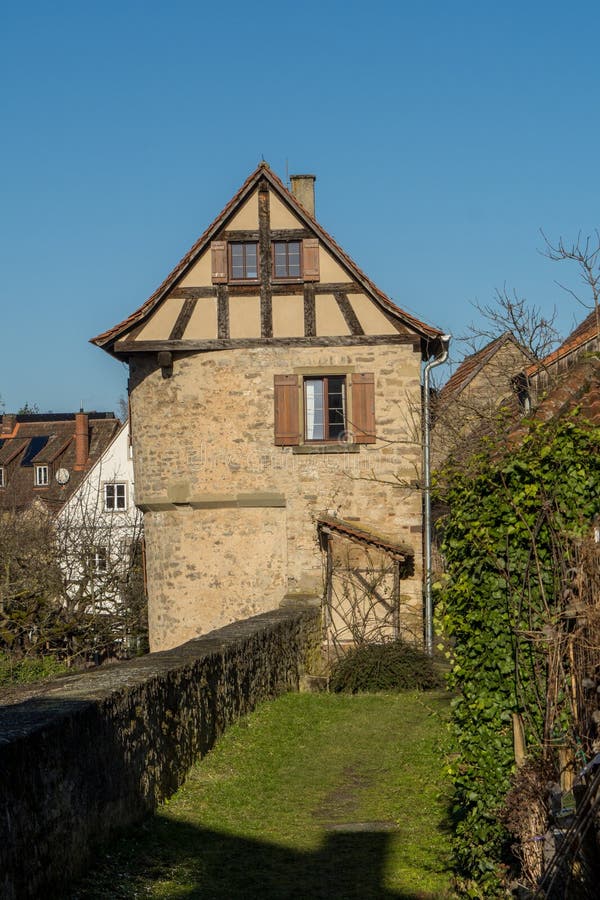 Old Tower of the City Wall in the German Village Called Dettelbach ...