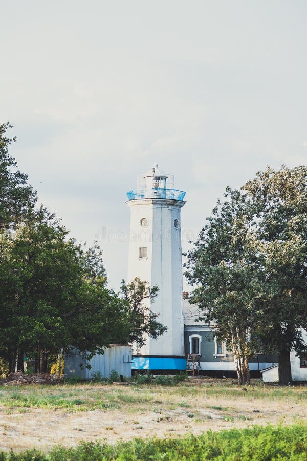 Old tower lighthouse stock image. Image of balcony, green - 110312837