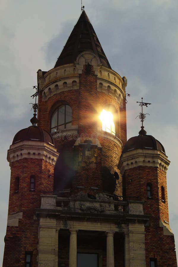 Old Tower on sunset light stock photo. Image of sunshine - 241925544