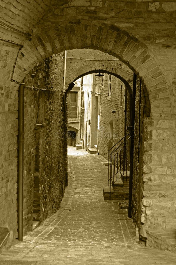 Old town alley stock photo. Image of sepia, town, ancient - 34570638