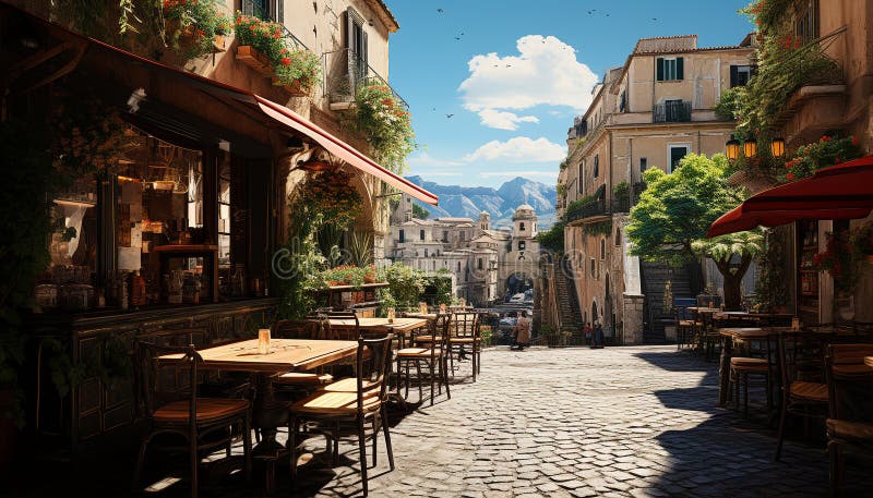 Old Town Architecture Narrow, Cobblestone Streets, Ancient Lanterns ...