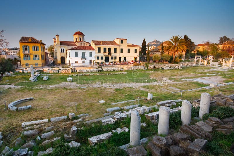Old town in Athens stock photo. Image of church, plaka - 44360682