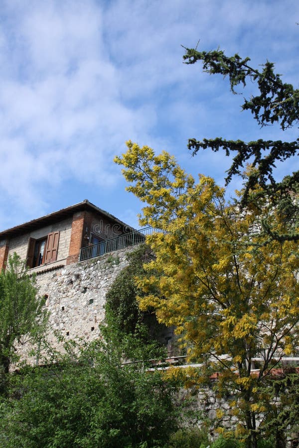 Old town in blossom stock photo. Image of blue, europe - 131742930