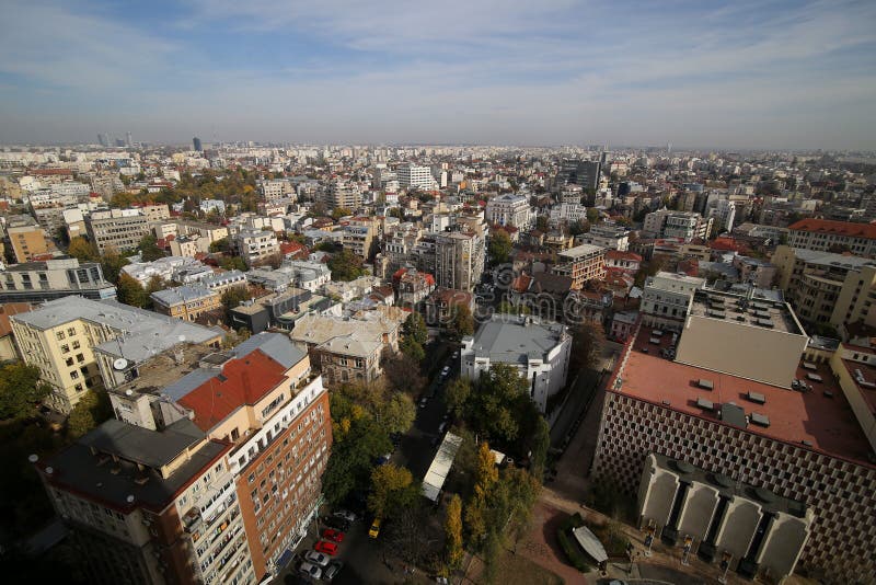 Aerial View of Old Town Bucharest Stock Image - Image of building ...