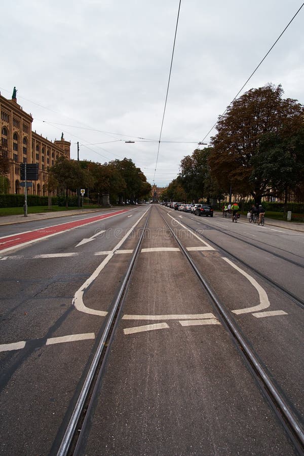 Old Town Buildings and Tram Rails in Munich Germany Editorial Photo ...