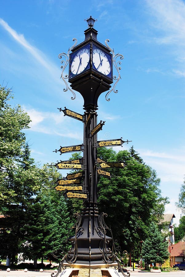 Old town clock stock photo. Image of pointer, roadway - 66315828