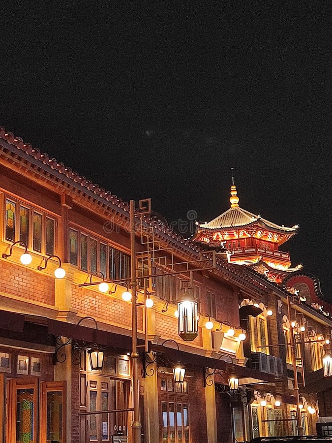 Old Town Exterior Building Facade Lighting Design Stock Photo - Image ...